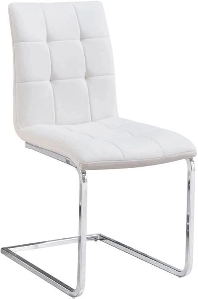 Steve Silver Co. Escondido Chrome/White Upholstered Dining Side Chair ...