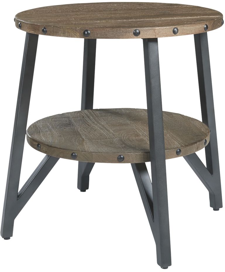 Signature Design by Ashley Haffenburg Medium Brown Round End Table Farnham s Furniture Galleries Casper Wyoming