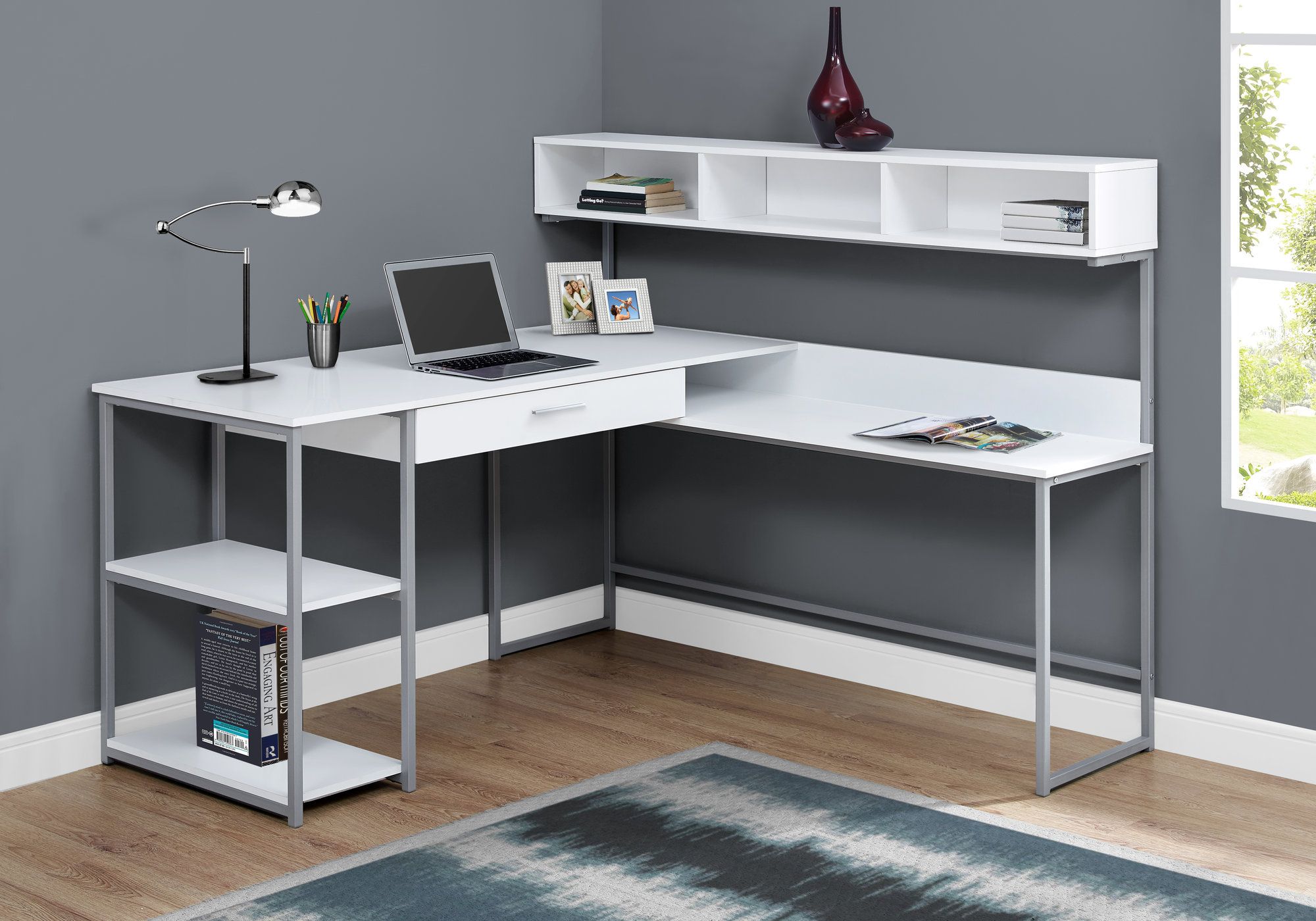 Monarch white l shaped desk store