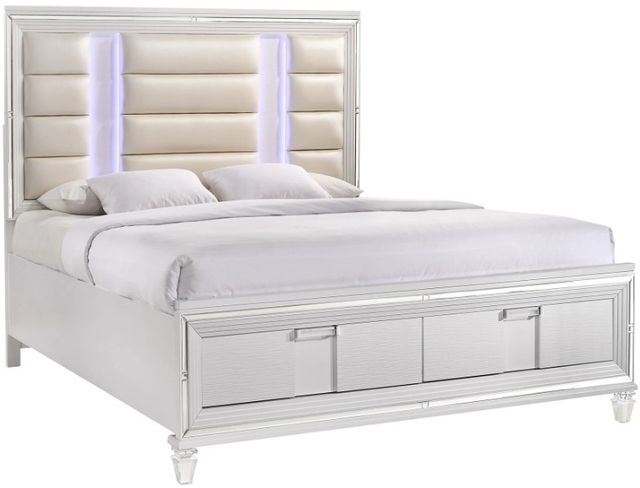 Elements International Twenty Nine White Upholstered Storage Bed ...
