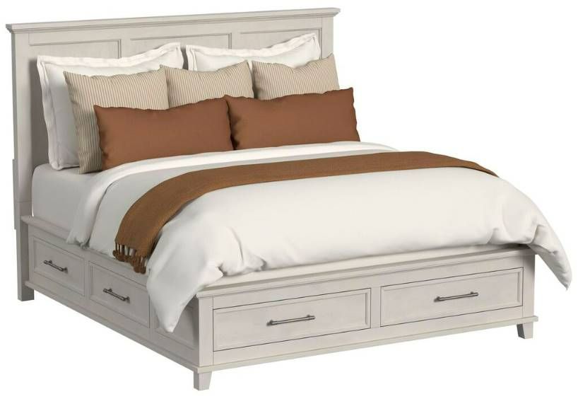 Elements International Canterbury Ivory King Storage Panel Bed ...