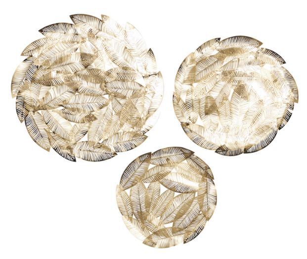 Deco Marche 3-Piece Gold Metal Leaf Wall Decor Set | Fischer Furniture ...