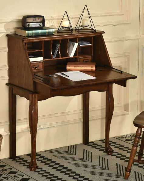 TEI Burnished Walnut Secretary Drop Leaf Desk Economy Furniture