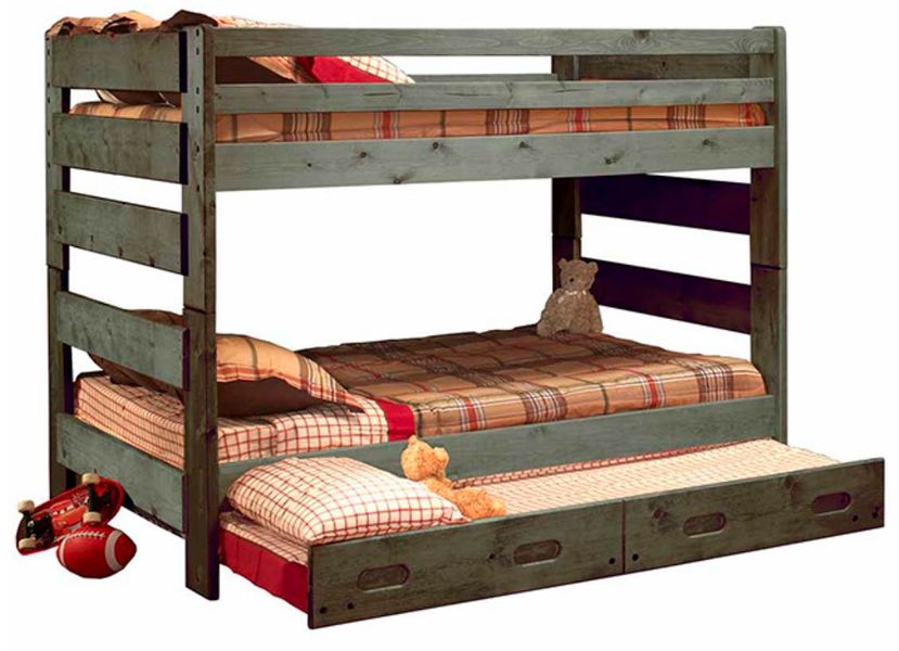 Trendwood Bunkhouse Big Sky Driftwood Full/Full Bunk Bed with Trundle ...