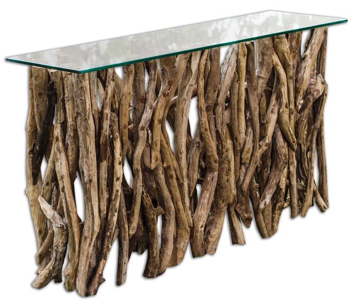 Console table wood and glass store