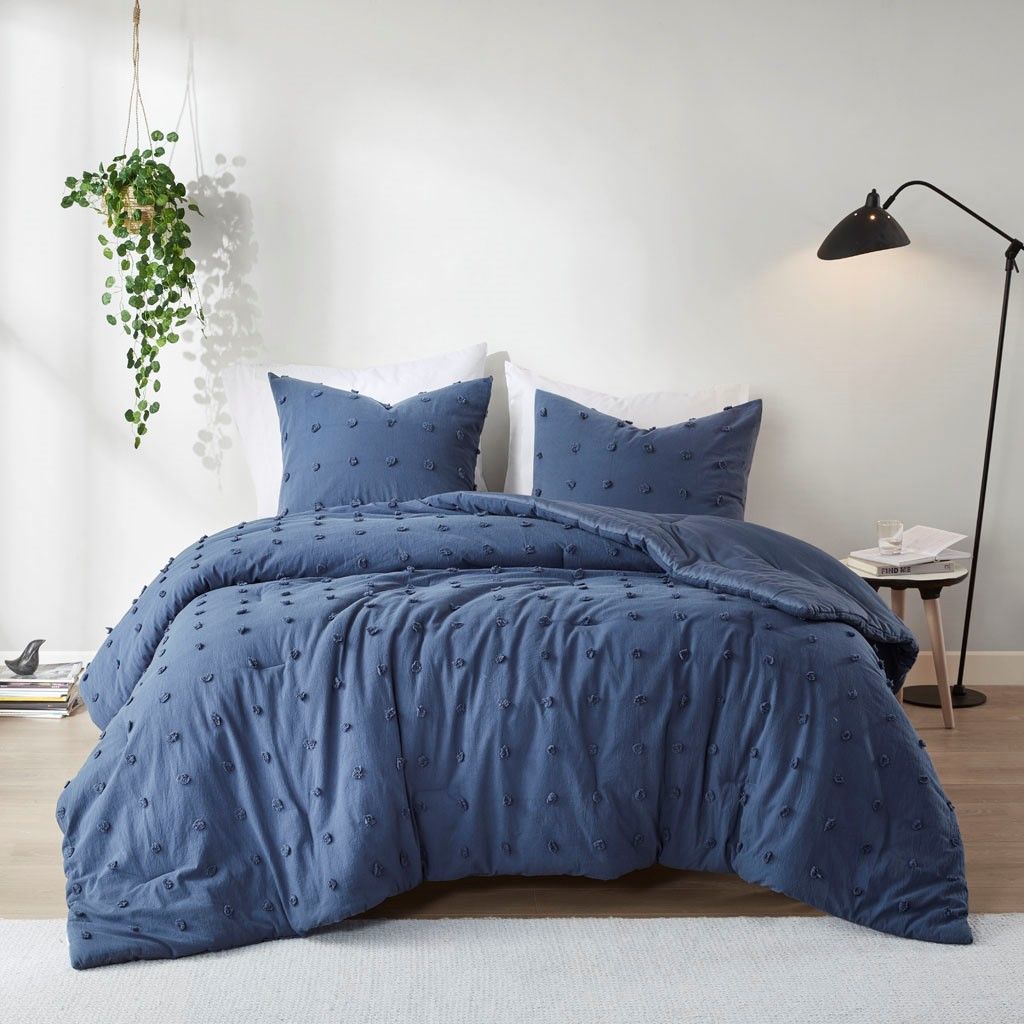 Olliix by Urban Habitat Alaina 3 Piece Cotton Indigo Blue Comforter ...