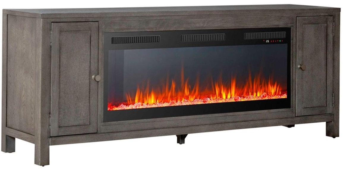 Liberty Furniture Dusty Charcoal 78" TV Console with Fireplace ...