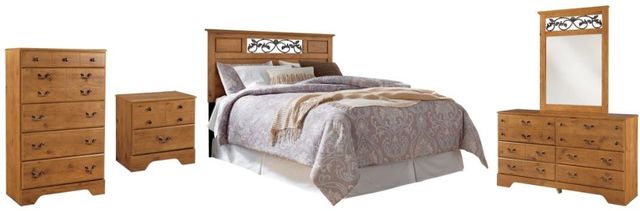 Signature Design by Ashley Bittersweet 5 Piece Light Brown Queen Full Panel Headboard Bedroom Set Logan UT