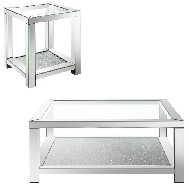Coaster® Valentina 2-Piece Tempered Glass Occasional Table with Silver ...