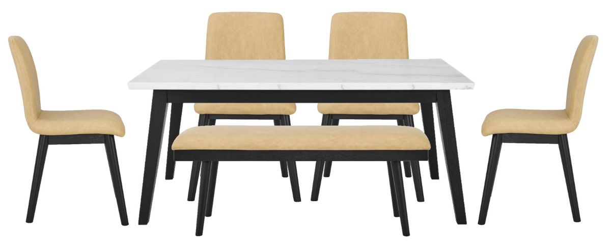 Steve Silver Co. Vida 6-Piece Sand/White Dining Set with Black Base ...
