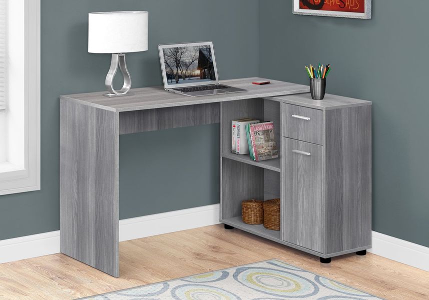 Monarch Specialties Inc. Grey 46" Computer Desk With A Storage Cabinet ...
