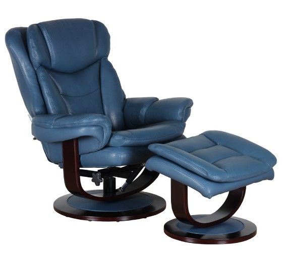 BarcaLounger® Roscoe Roman Blue Swivel Reclining Pedestal Chair and ...