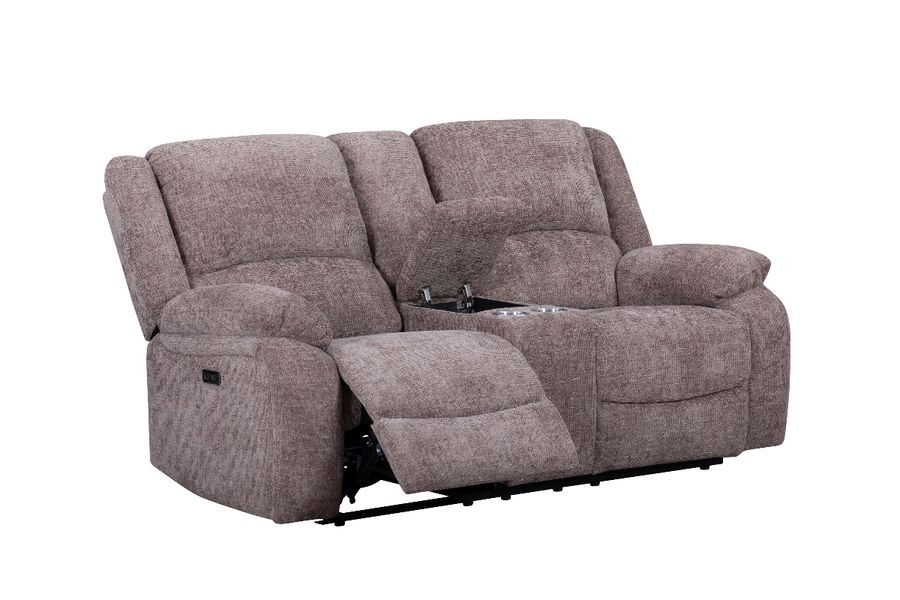 Lifestyle Gean Brown Power Reclining Console Loveseat | Big Sandy ...