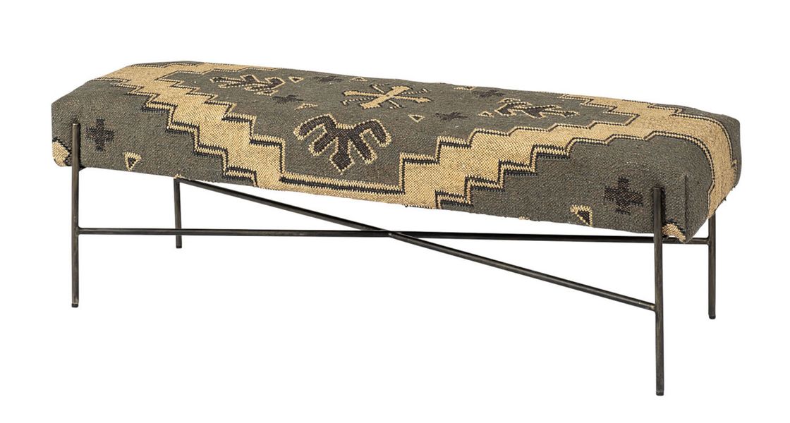 Mercana Avery Rustic Patterned Fabric Bench | Fischer Furniture | Rapid ...