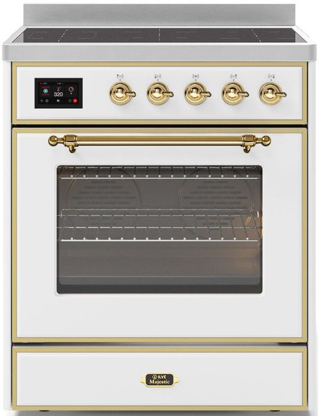 Ilve® Majestic II Series 30" White Freestanding Induction Range | Gold ...