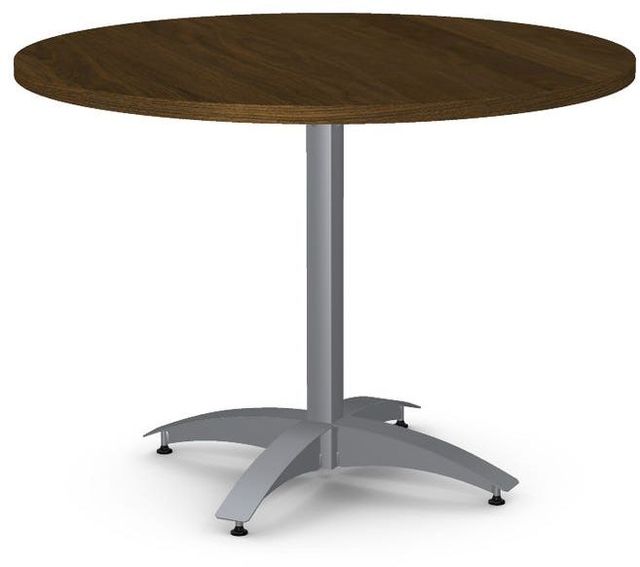 Amisco Customizable Billy Walnut Veneer Round Table | Marshall's Home ...