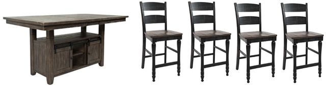 Jofran Inc. Madison County 5-Piece Vintage Black High/Low Counter ...