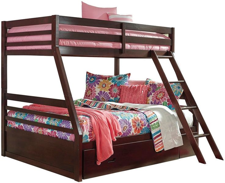 Signature Design by Ashley® Halanton Dark Brown Twin/Full Bunk Bed with Drawer | The Furniture ...