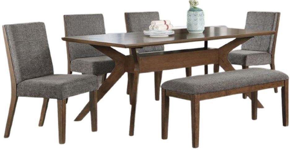 Steve Silver Co. Quinn 6-Piece Chestnut/Gray Dining Set | Bob Mills ...