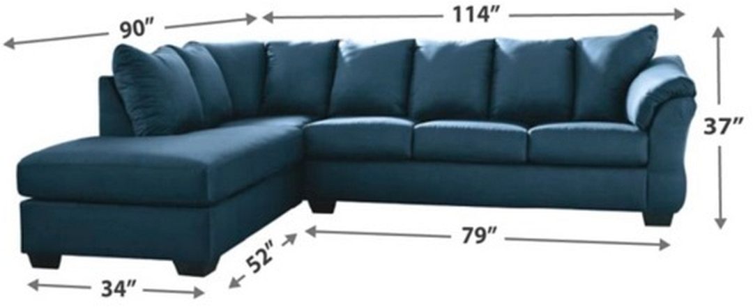 Signature Design by Ashley Darcy 2 Piece Blue Left Arm Facing Sofa Sectional and Chaise Farnham s Furniture Galleries Casper Wyoming