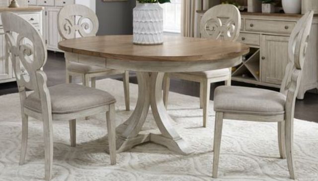 Liberty Furniture Farmhouse Reimagined 5-Piece Two-Tone Pedestal Table ...