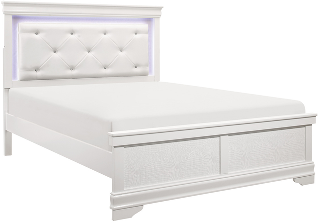 Homelegance Lana White Full Bed with LED Lighting Bedroom Express