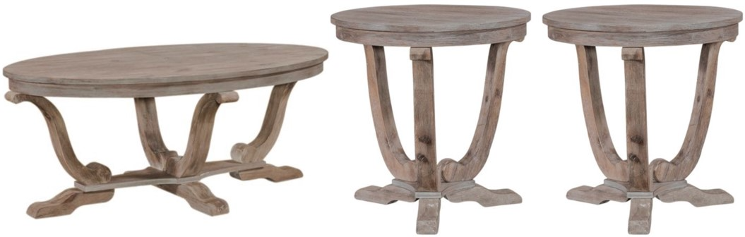 Liberty Furniture Greystone Mill 3 Piece Stone Whitewash Occasional Table Set 1 Cocktail 2 End Tables Liddiard Home Furnishings
