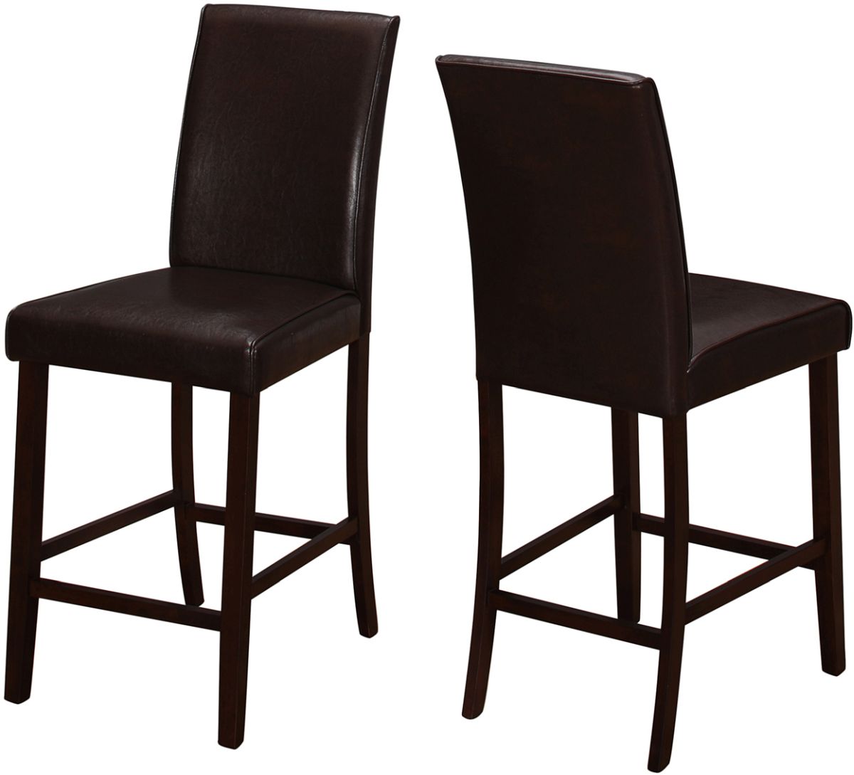 Monarch Specialties I 1901 Dining Chair 2pcs Brown Leather look Counter Height