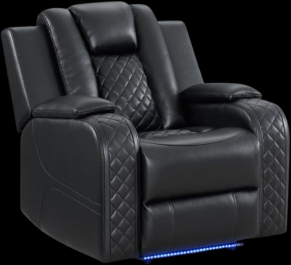 Elements International Carlo Pebble Black Power Motion Recliner with ...