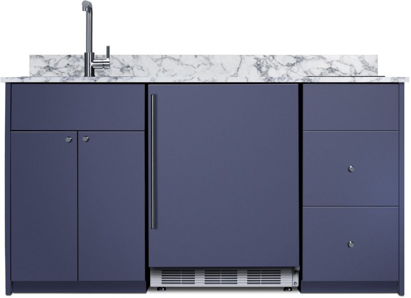 Summit® TurnKey Caldera 63" Midnight Navy Kitchenette with 5 Cu. Ft ...