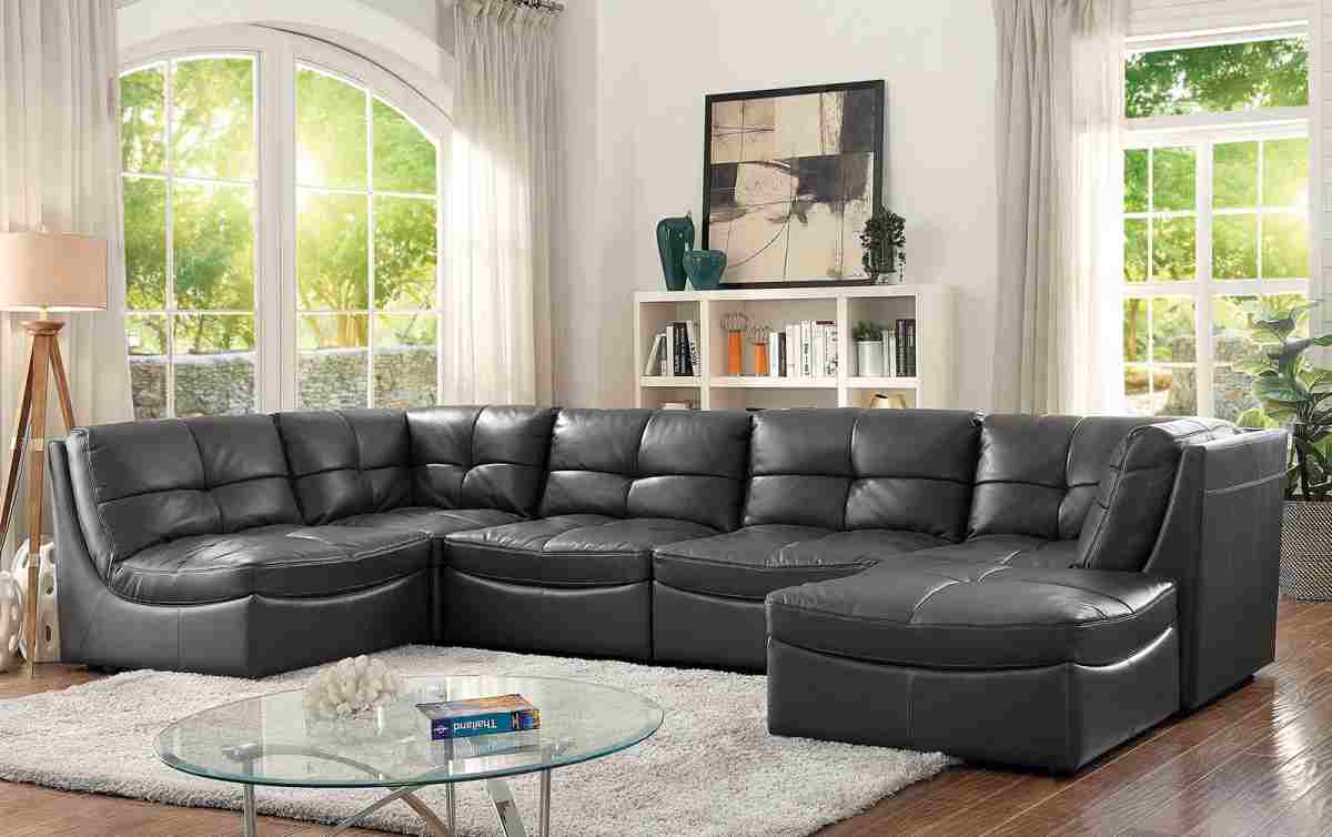 Furniture of America Libbie 6 Piece Gray Modular Seating Set Parks Home Furnishings