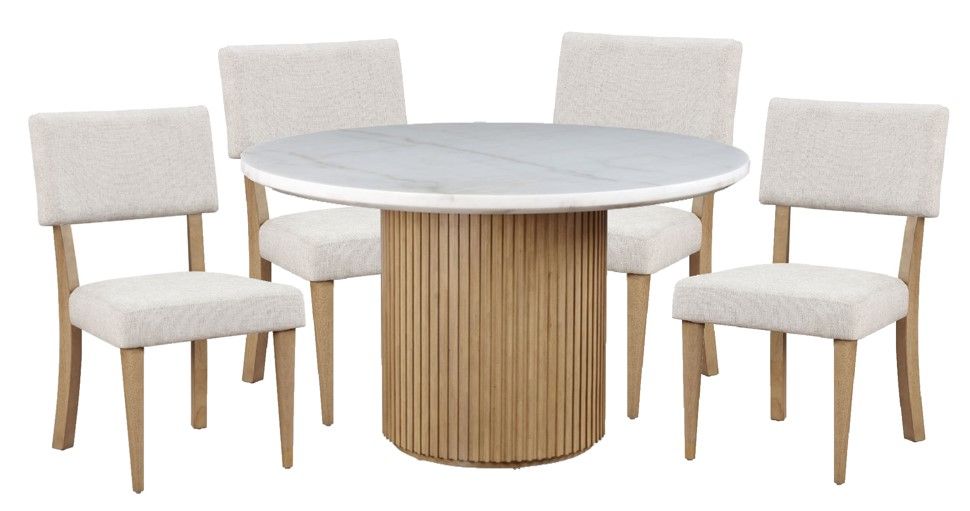 Steve Silver Co. Colvin 5-Piece White Dining Set with Toffee Base | Big ...