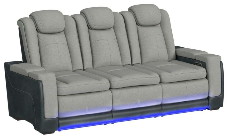 Elements Lantana Power Motion Reclining Sofa — Charcoal/Rocky Cement ...