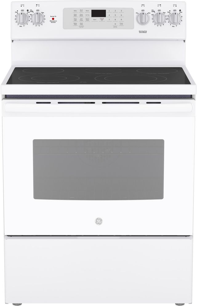 GE® 30" White Freestanding Electric Range | Wiens Furniture