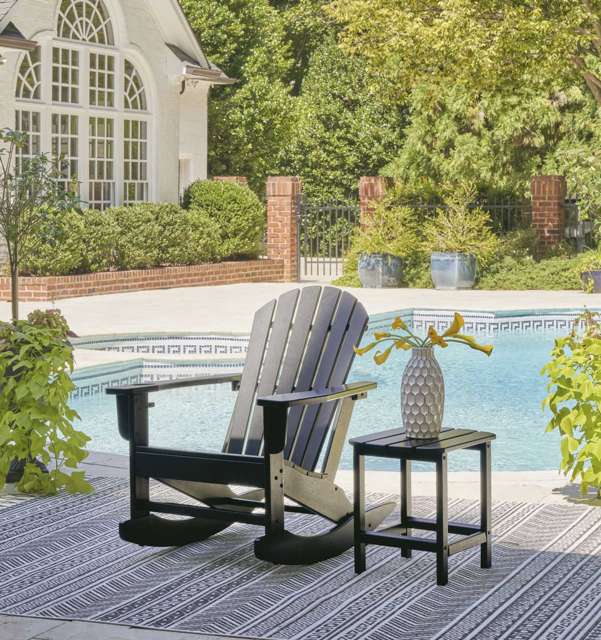 Signature Design by Ashley Sundown Treasure Black Outdoor Rocking Chair Pearls Furniture Mattress Langley Surrey BC