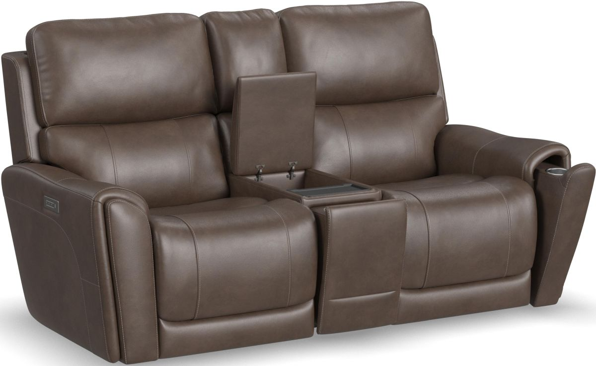 Flexsteel leather loveseat store