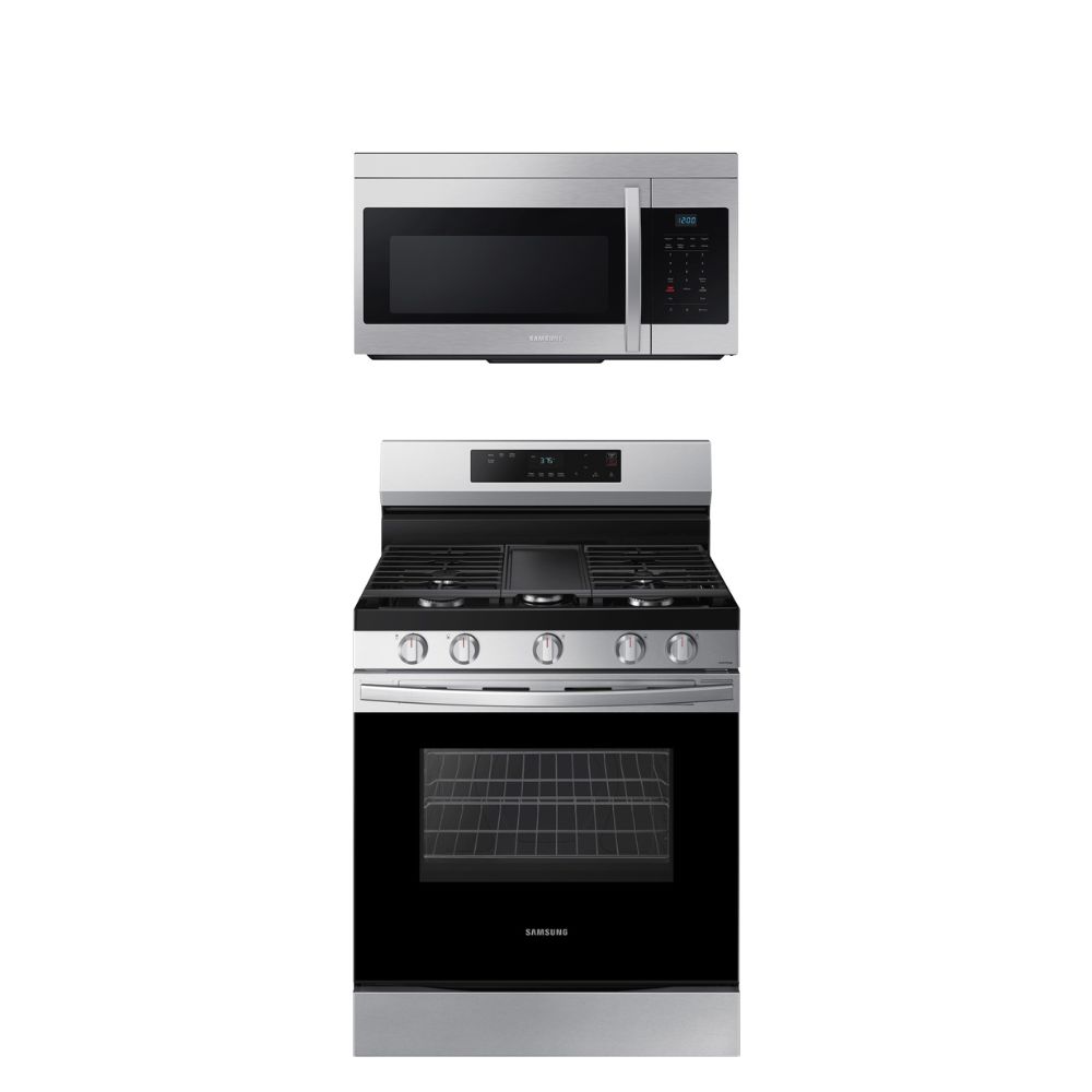 Samsung Stainless Steel Gas Range and OTR Microwave Package| Don's ...