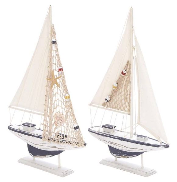 Deco Marche 2-Piece White 20" Sail Boat Handmade Sculpture Set ...