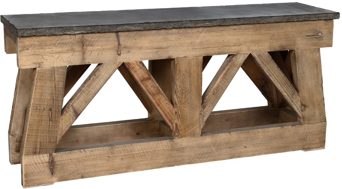 Classic Home Marbella Brown 72 Console Table with Honed Blue Stone Top Fischer Furniture Rapid City SD