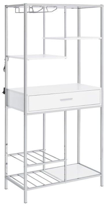 Coaster Figueroa Silver White 5 Shelf Wine Cabinet