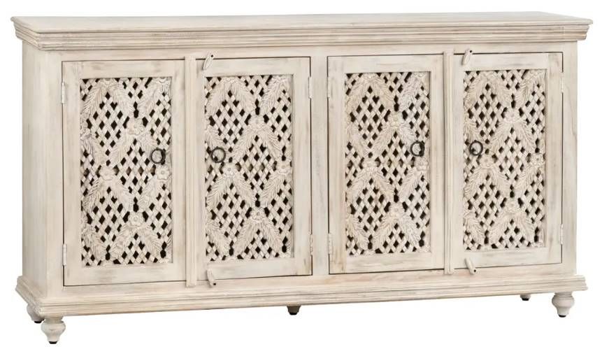 Crestview Collection Lattice White Wash Sideboard | BlvdHome