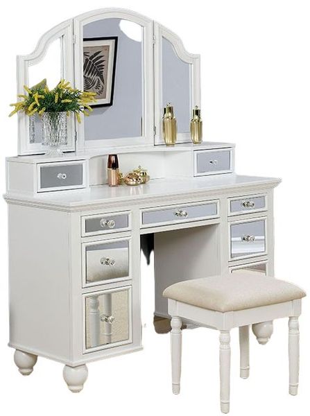 Furniture of America® Tracy 3-Piece White Vanity Set | Bedroom Express