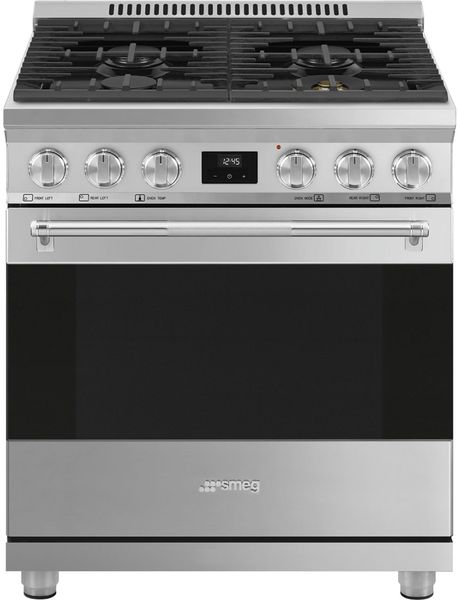 Smeg Professional 30" Stainless Steel Pro Style Dual Fuel Range | AHC ...