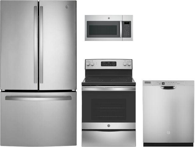 GE® 4 Piece Stainless Steel Kitchen Package | Superstore Electronics