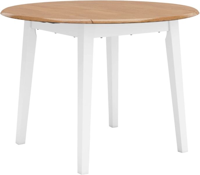 Signature Design by Ashley® Gesthaven Natural Round Dining Drop Leaf Table with White Base ...