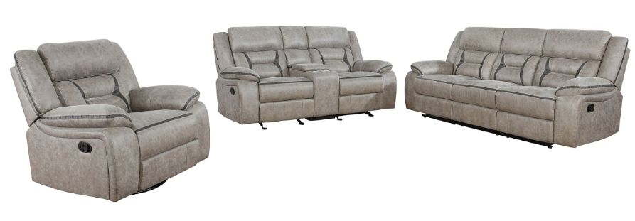 Coaster® Greer 3-Piece Taupe Manual Reclining Living Room Set | Fischer ...