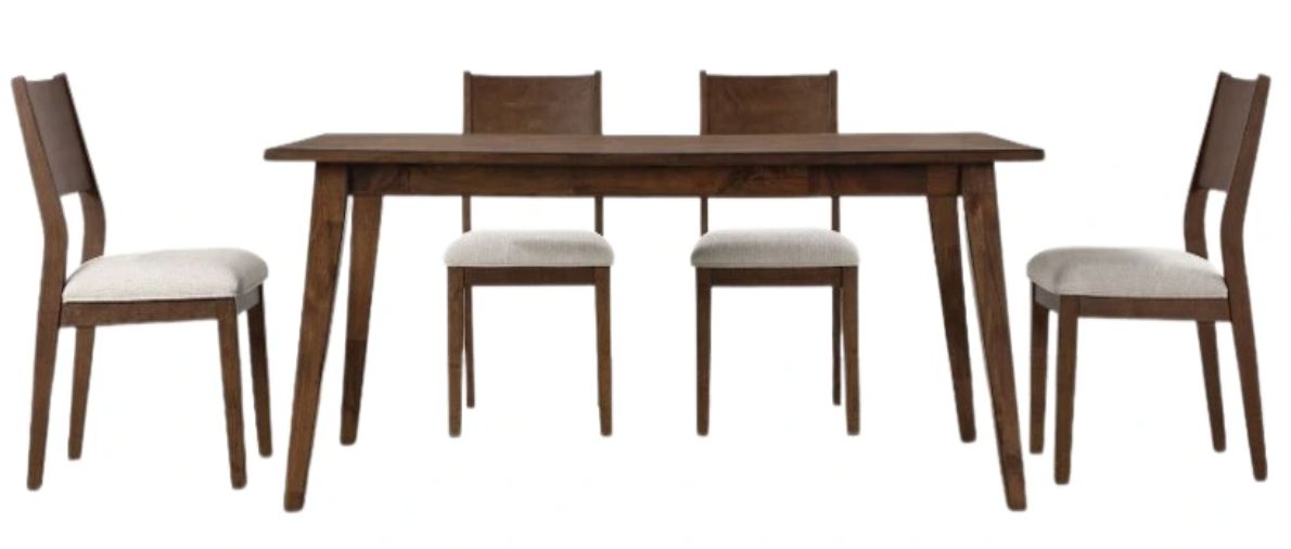 Steve Silver Co. Canton 5-Piece Brown Cherry/Oatmeal Dining Table Set ...
