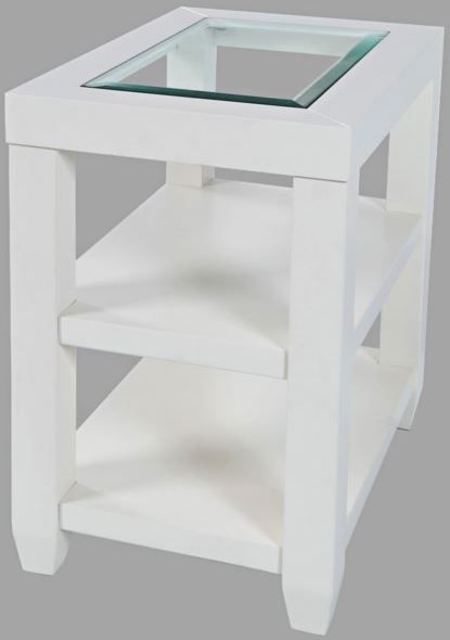 Jofran Inc. Urban Icon White Chairside Table with Glass Top Insert ...