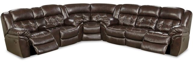 HomeStretch Brown Super-Wedge Leather Reclining Sectional | Miskelly ...