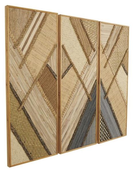 UMA Enterprise 3-Piece Brown Geometric Mixed Media Wall Decor Set ...